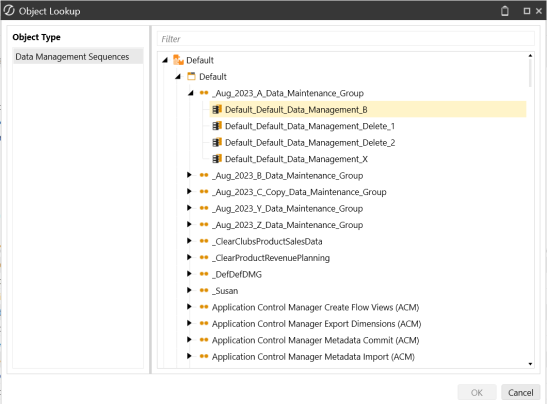 Data Management Export Sequences in Workspaces